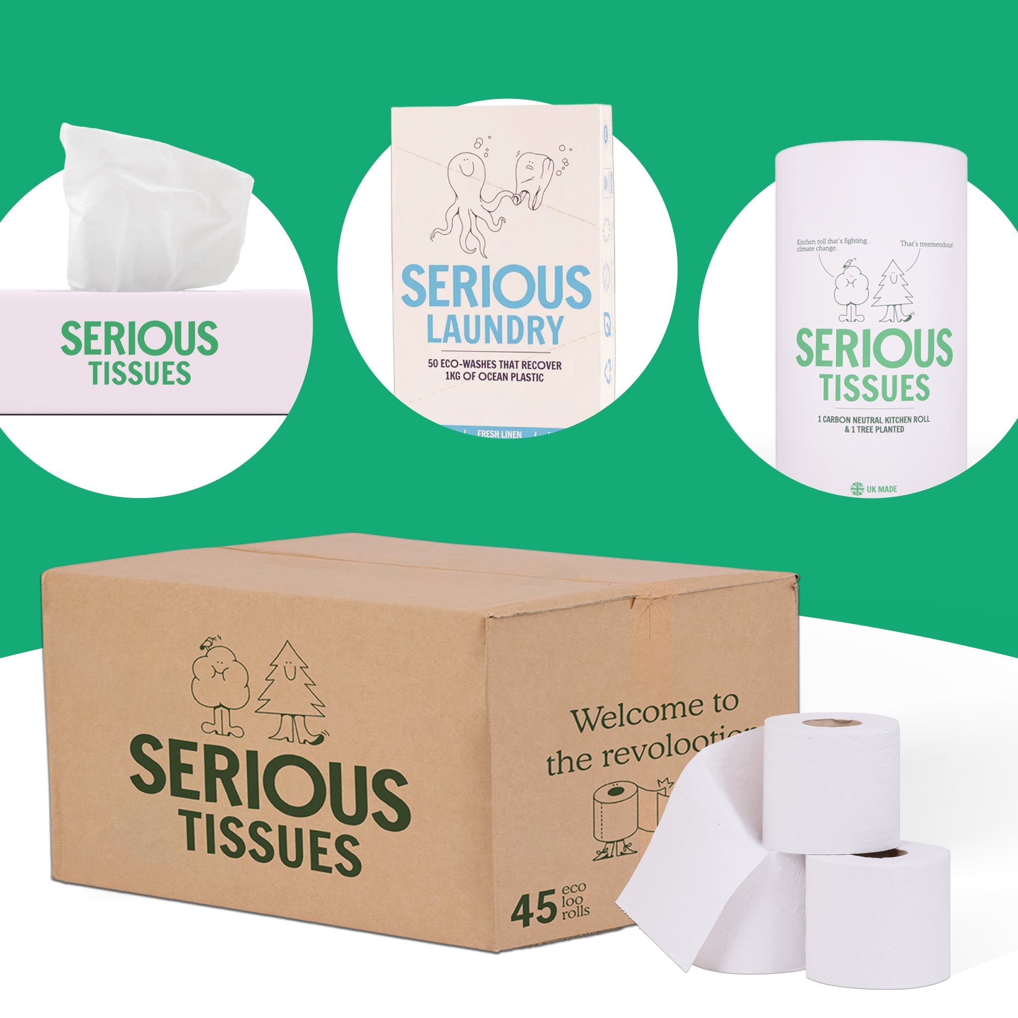 Serious Tissues | Sustainable Toilet Paper, Kitchen Roll & Laundry Sheets